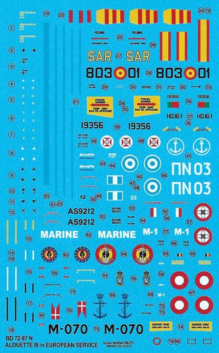Berna Decals 72097N Sud-Aviation Alouette III European Air Forces