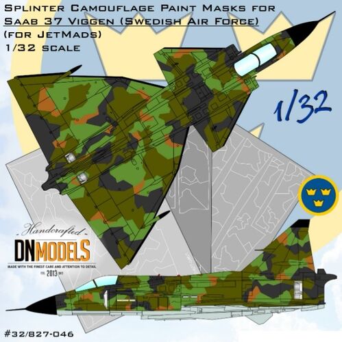 DN Models 32-827-046 Saab 37 Viggen Splinter Camo Paint Mask Set - Limited Edition