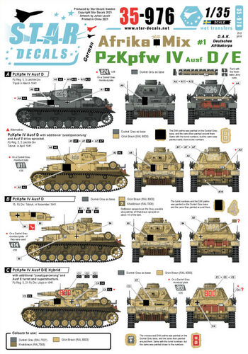 Star-Decals 35-976 Afrika Mix 1. PzKpfw IV Ausf D, D/E and E