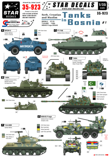 Star-Decals 35-923 Tanks in Bosnia # 1. Serb, Croatian and Muslim AFVs