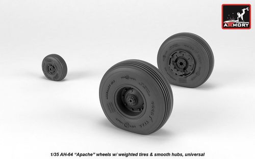Armory Models Group AW35304 AH-64 Apache wheels w/ weighted tires, smooth hubs