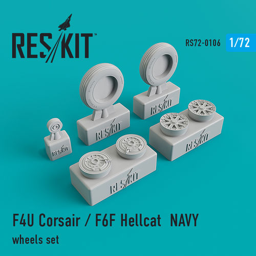 DISCONTINUED RES/KIT 72-0106 F4U Corsair / F6F Hellcat NAVY wheels set