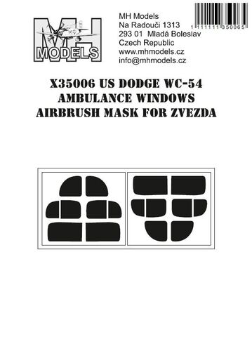 MH Models X35006 US Dodge WC-54 Ambulance Windows Airbrush Mask For Zvezda