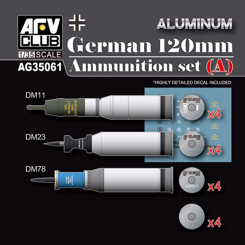 AFV Club AG35061 Modern German 120mm Tank Ammunition Set A (aluminium)