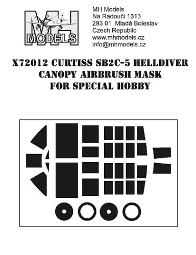 MH Models X72012 Curtiss SB2C-5 Helldiver canopy airbrush mask