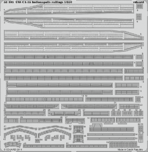 Eduard 53105 USS CA-35 Indianapolis railings 1/350 Academy