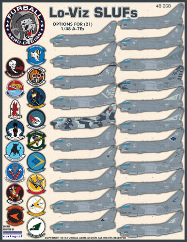Furball Aero-Design 48068 Lo-Viz SLUFS - LTV A-7 E Corsairs in the Low Visibility Tactical Paint Scheme (for Hasegawa kits)