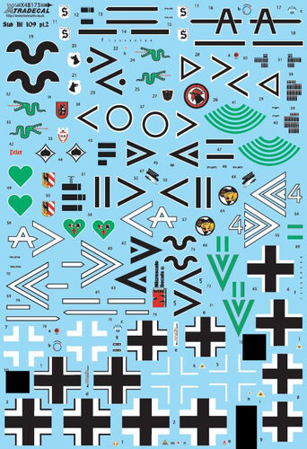 Xtradecal 48173 Messerschmitt Bf-109s with Stab markings Part 2 (14 schemes)