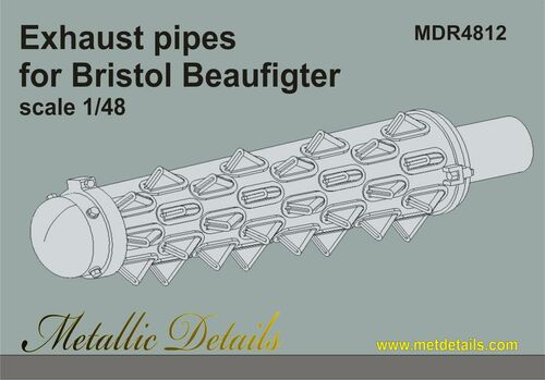 Metallic Details MDR4812 Bristol Beaufighter Mk. VI / X - exhaust pipes (designed to be used with Tamiya kits)