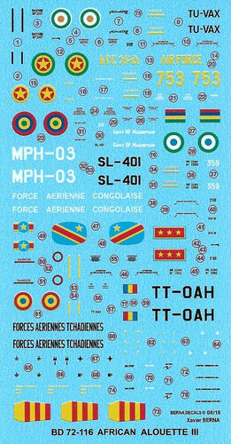 Berna Decals 72116 Sud-Aviation Alouette III African Air Forces