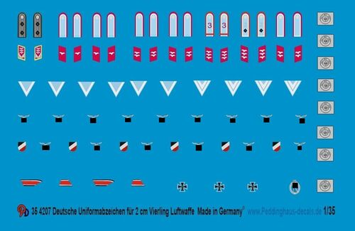 Peddinghaus-Decals 4207 Uniform Insignia For Flak Crew 2cm Vierling