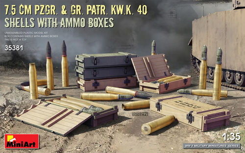 MiniArt 35381 7.5cm Pzgr. & Gr. Patr. Kw.K. 40 Shells with ammo boxes