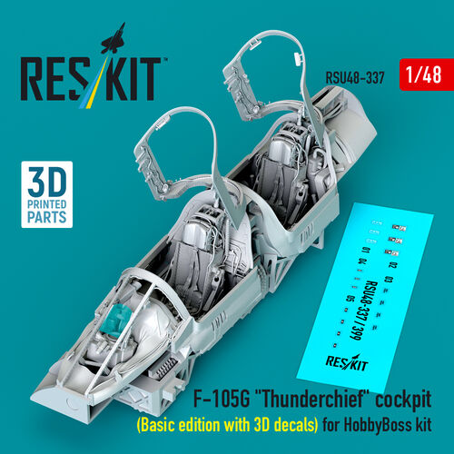 RES/KIT U48-0337 F-105G 'Thunderchief' Cockpit (Basic Edition With 3D Decals) For HobbyBoss Kit (3D Printed)
