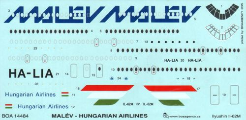 BOA Decals 14484 Ilyushin IL-62M - Malev Hungarian Airlines (designed to be used with Zvezda kits)