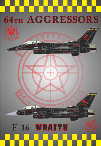 Procal Decals 48-2201 General Dynacmis F-16 C - Aggressor of the 64th Aggressor Squadron "WRAITH"