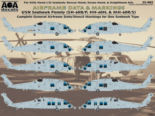 AOA decals 35-002 Airframe Data & Markings - USN Seahawk Family SH-60B/F, HH-60H, MH-60R/S