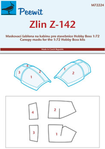 Peewit 72224 Canopy mask for Zlin Z-142 Hobby Boss
