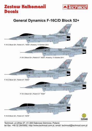 Techmod 32046 General Dynamics F-16C/D Block 52+