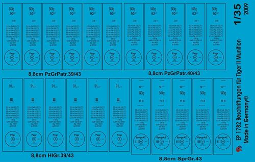 Peddinghaus-Decals 1782 King Tiger And Pak 43 Ammo Markings