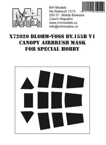 MH Models X72020 Blohm-Voss BV.155B V1 canopy airbrush mask
