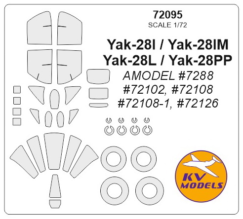 KV Models 72095 Yak-28I / Yak-28IM / Yak-28L / Yak-28PP (AMODEL) + wheels masks