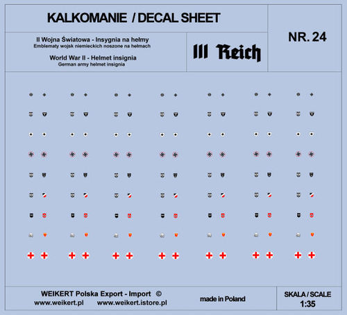 Weikert Decals DEC224 Emblematy na hełmy niemieckie - III REICH - vol. 24
