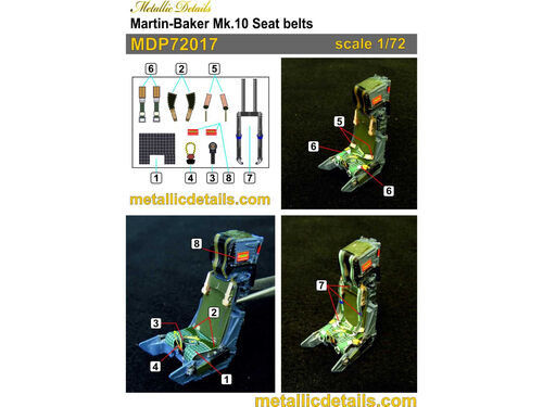 Metallic Details MDP72017 Martin-Baker Mk.10 - Seat Belts 3D-Printed