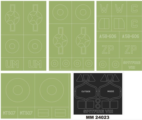 Montex MM24023 Supermarine Spitfire Mk.VIII - Maxi Paint Mask Set (for Airfix A17002 Kit)