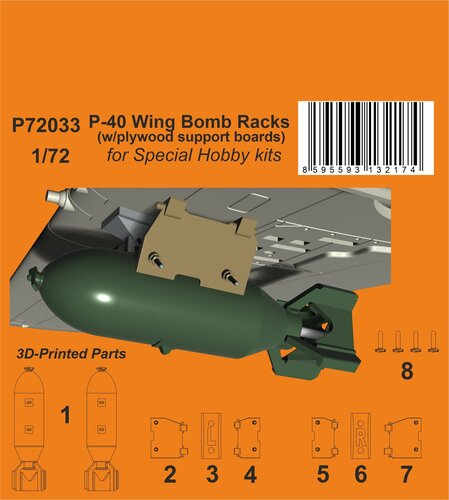 CMK P72033 P-40 Wing Bomb Racks (With Plywood Support Boards) (For Special Hobby)