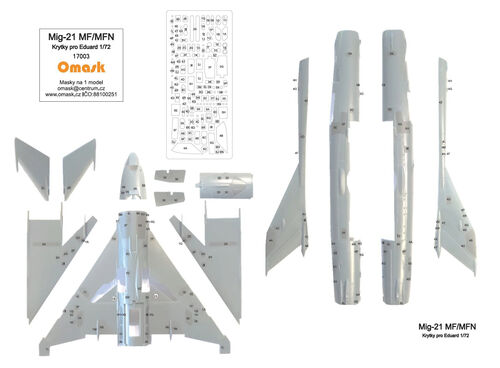 Omask 17003 Mig-21 MF/MFN Masks For Panels (For Eduard)