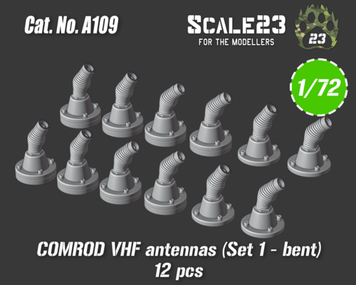 Scale23 72-A109 COMROD VHF antennas (Set 1 - bent) - 12 pcs