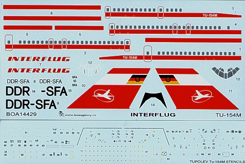 BOA Decals 14429 Tupolev Tu-154M - INTERFLUG (designed to be used with Zvezda kits)