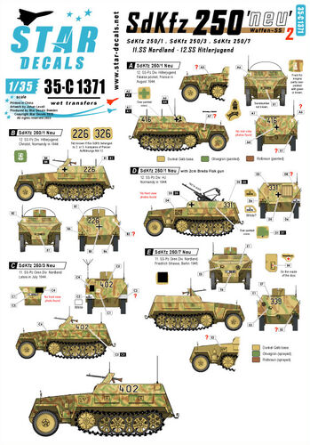 Star-Decals 35-C1371 SdKfz 250 'neu' # 2. Waffen-SS markings. 11.SS-Nordland, 12.SS-Hitlerjugend.