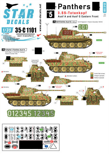 Star-Decals 35-C1101 SS-Panthers # 5. 3. SS-Totenkopf. Panther Ausf A and Bef-Panther G.