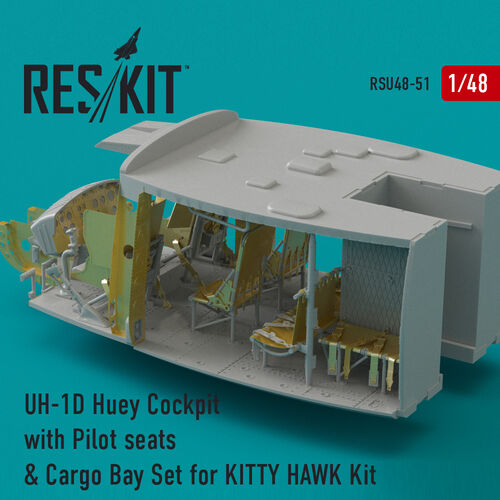 DISCONTINUED RES/KIT U48-0051 UH-1D Huey Cockpit with Pilot seats & Cargo Bay Set for KITTY HAWK Kit