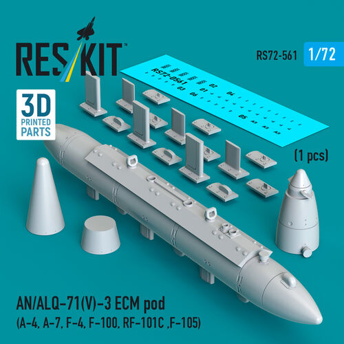 RES/KIT 72-0561 AN/ALQ-71(V)-3 ECM Pod (A-4, A-7, F-4, F-100, RF-101C, F-105) (1pc) (3D Printed)
