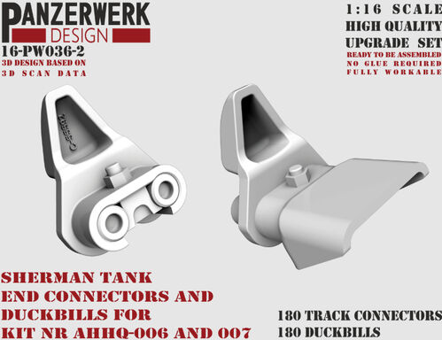Panzerwerk Design 16-PW036-2 Sherman Tank End Connectors And Duckbills (For Andy's Hobby Headquarters 006 And 007)