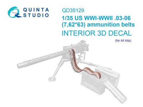 Quinta Studio QD35129 US WWI-WWII .03-06 (7,62 x 63) Ammunition Belts Interior 3D Decal (for all Kits)