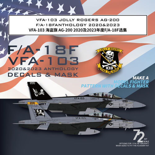 Galaxy-Model G72055 VFA-103 Jolly Rogers AG-200 F/A-18F Anthology 2020 And 2023 - Decals And Mask (For Academy 12567, 12535, 12577)