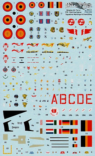 Daco Products DCD7264 Lockheed F-104/ TF-104G Starfighter & Zappings and Stencilling (Belgian Air Force Insignia)