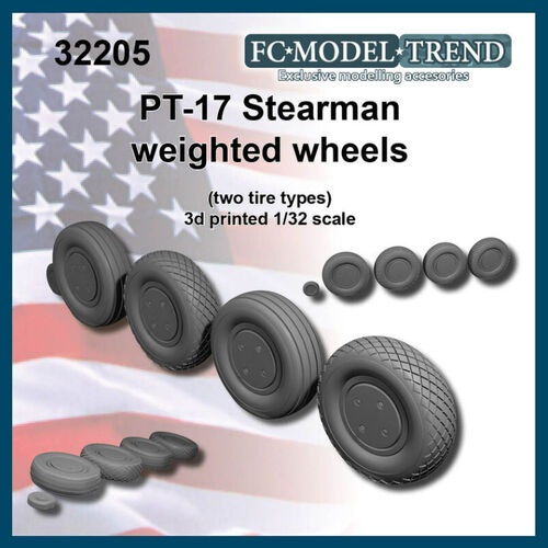 FC ModelTrend 32205 PT-17 Stearman Weighted Wheels (Two Tire Types)