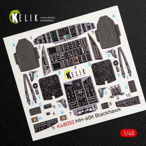KELIK K48050 MH-60K Black Hawk Interior 3D Decals For Italeri Kit 2666