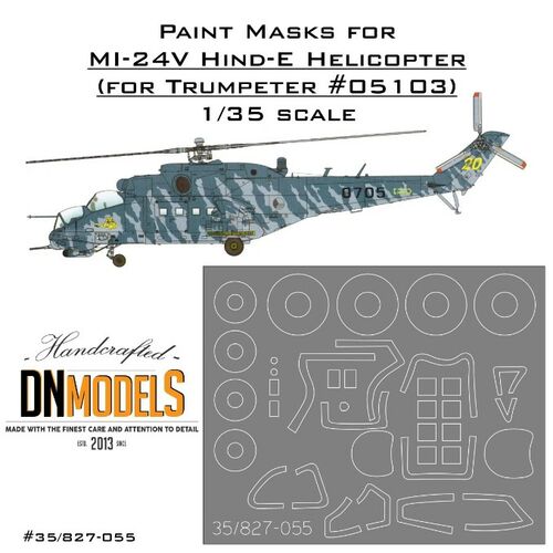 DN Models 35-827-055 Paint Masks For Mil MI-24V Hind Attack Helicopter Canopy And Wheels