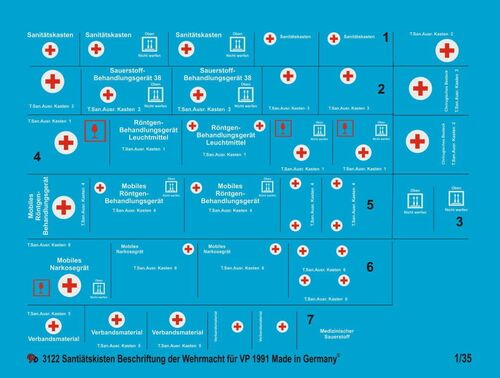 Peddinghaus-Decals 3122 Markings For German Ambulance Boxes, Verlinden Item 1991