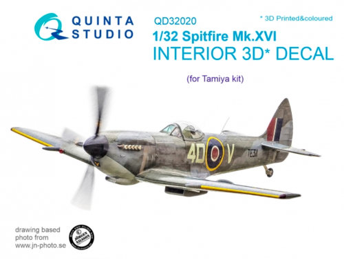 Quinta Studio QD32020 Spitfire Mk.XVI 3D-Printed and coloured Interior on decal paper