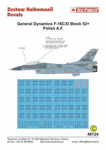 Techmod 48124 F-16 C/D Numbers