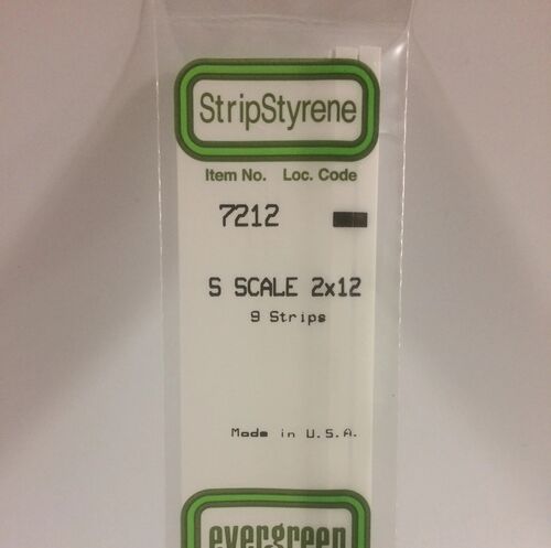Evergreen 07212 "O" Scale Polystyrene Strip (35 cm) 0,76 x 4,80 mm (2 x 12) (1 pc)