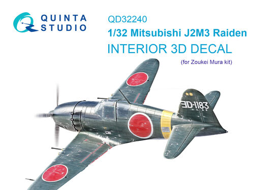 Quinta Studio QD32240 Mitsubishi J2M3 Raiden - 3D-Printed & Coloured Interior on Decal Paper (for Zoukei Mura kits)