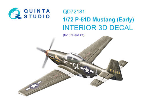 Quinta Studio QD72181 P-51 D Mustang Early - 3D-Printed & Coloured Interior on Decal Paper (for Eduard Kits)