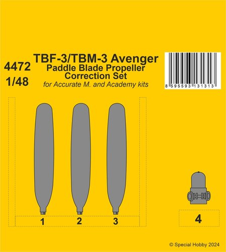 CMK K4472 TBF-3/TBM-3 Avenger Paddle Blade Propeller Correction Set (For Accurate M. And Academy Kits)